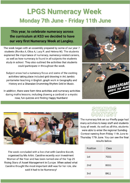 Numeracy Update — Langley Park School for Girls
